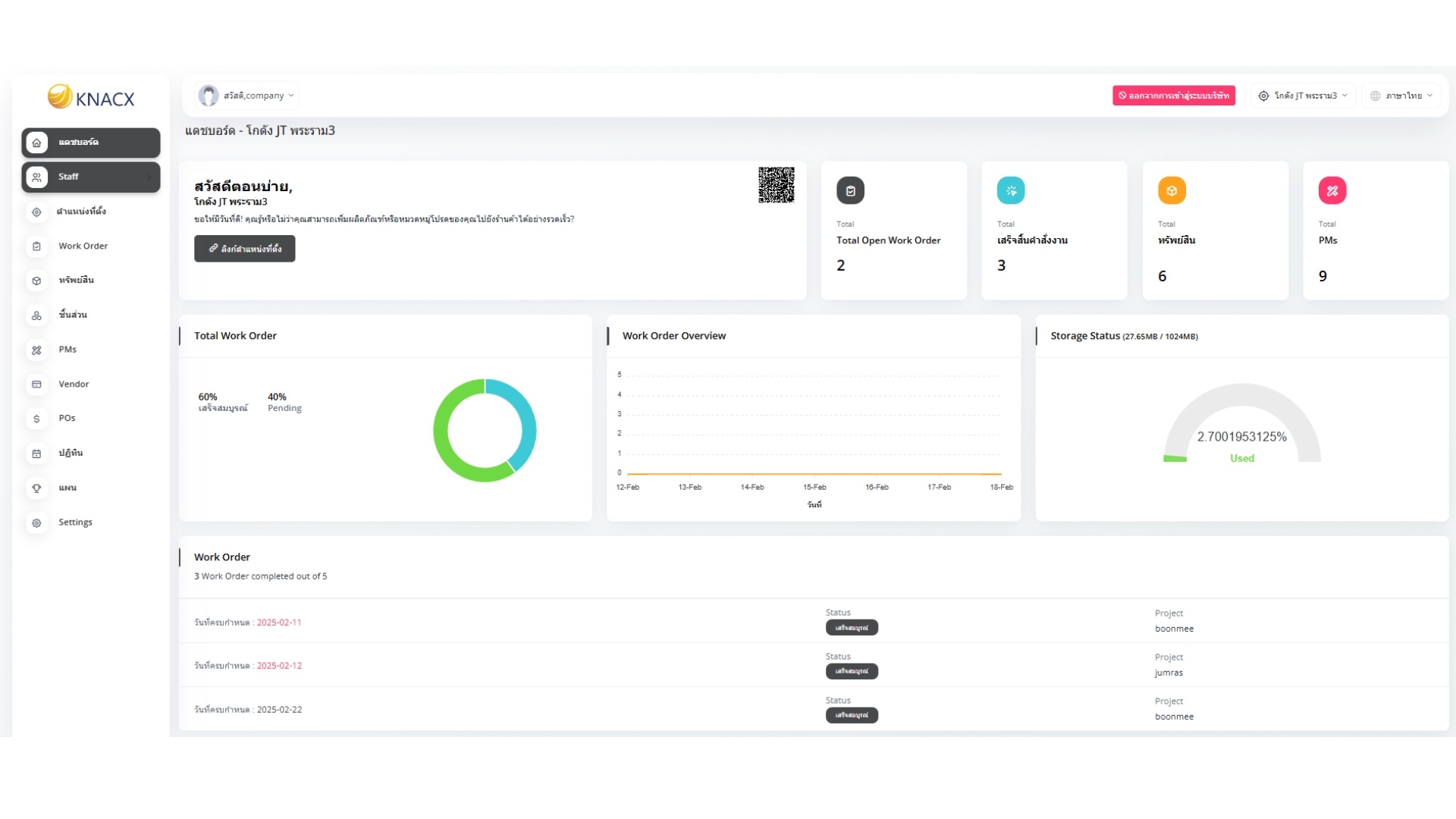 Knacx โปรแกรม CMMS ตรวจสอบเครื่องจักร